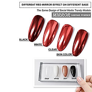 Red Chrome Nail Powder Mirror Effect Rose Gold Glitter for Metallic Nails Design Magic Pigment