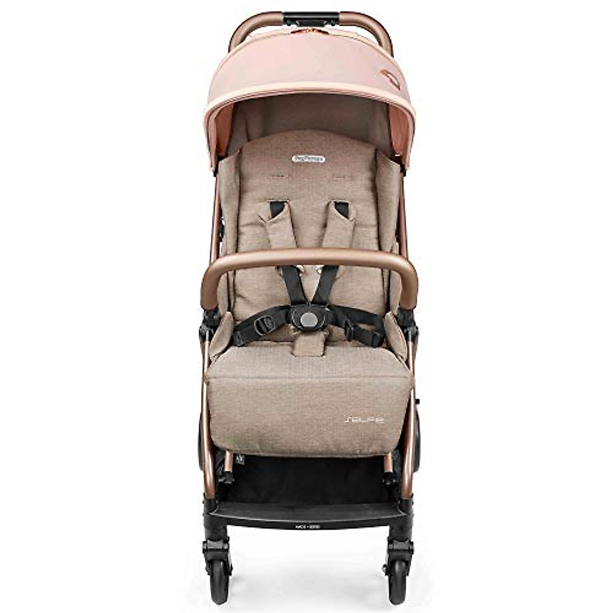 Peg Perego Selfie – Self-Folding, Light Weight, Compact Stroller – Compatible with All Primo Viaggio 4-35 Infant Car Seats - Made in Italy - Mon Amour (Beige, Pink, & Rose Gold)