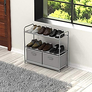 Simple Houseware 3-Tier Closet Storage with 2 Drawers, Grey