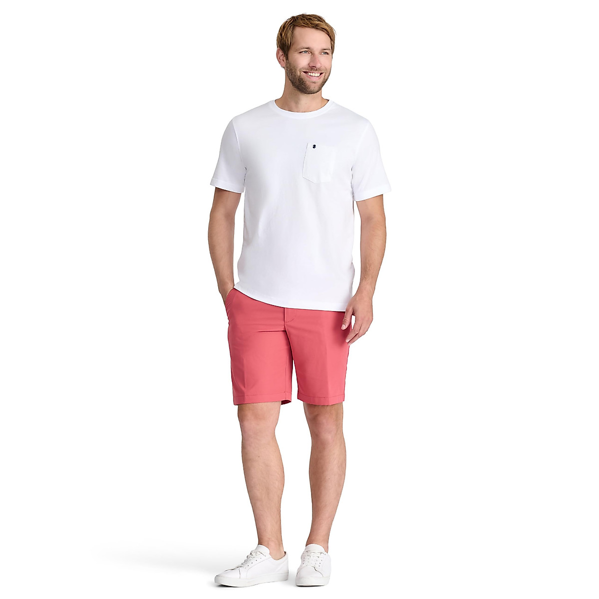 IZOD Men's Saltwater Soft Wash Pocket Crew T-Shirt, Bright White, X-Large