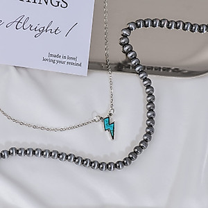 Navajo Pearl Necklace Western Jewelry for Women Turquoise Necklace Layered Vintage Boho Beaded Choker Necklace for Women (Style 3：Lightning Bolt)