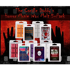 The Candle Daddy Halloween Horror Movie 5 Pack - 5 Amazingly Spooky Wax Melts - 30 Total Cubes - 10 Total Ounces - Fun Scary Gift October Fall Autumn