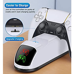 PS5 Controller Charging Station for Playstation 5 Dualsense Controller with Dual Stand Charger Dock, Upgrade PS5 Controller Charger Accessories Incl. Fast Charging Cable, PS5 Charging Station White