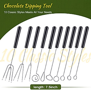 Patelai 12 Pcs Candy Dipping Tools Set Included 10 Pcs Chocolate Dipping Fork Spoons and 2 Pcs Stainless Steel Culinary Decorating Spoons Chef Art Pencil for Decorative Plates