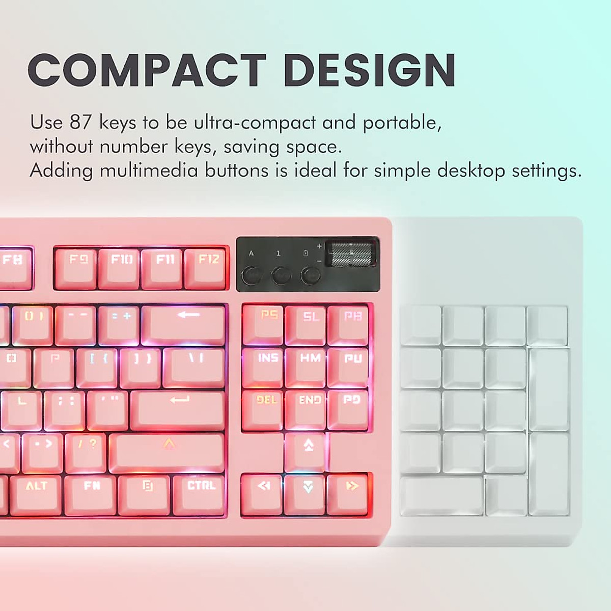 Wireless Mechanical Keyboard and Mouse Combo - RGB Backlit, Rechargeable Battery, Ergonomic Design, 2.4G Wireless Connection, 87-Key for Gaming and Typing（Pink）