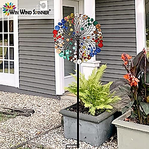 Winwindspinner, Wind Spinners for Yard Garden - Outdoor Metal Wind Sculpture Spinners Decor, Lawn Ornament Windmill for Garden Yard Patio Outside (Confetti, 75 Inch)