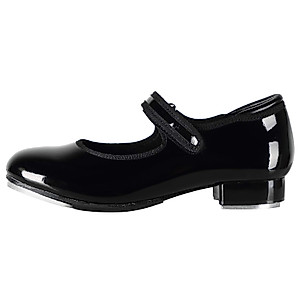 Linodes Patent Easy Strap Tap Shoe for Girls and Boys (Toddler/Little Kid/Big Kid)-Black-10M-Little Kid