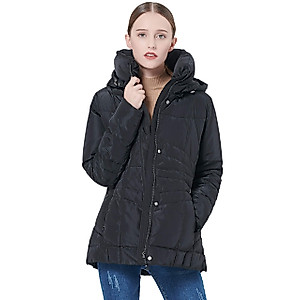 Orolay Women's Warm Winter Down Coat Hooded Puffer Jacket Black XL