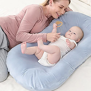 Baby Nest Pillow Soft Organic Cotton Slipcover,Vohunt Baby Lounger Co-Sleeper for Baby,Newborn Lounger for Boys & Girls(Blue)