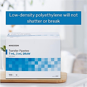 McKesson Transfer Pipette, Non-Sterile, 7 mL Capacity 0.5 mL to 3 mL Graduation Increments, 500 Count, 1 Pack