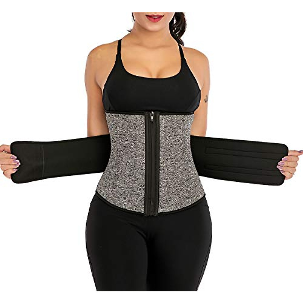 Women's Waist Trainer Sauna Belt Hourglass Body Shaper Neoprene Sweat Corset for Weight Loss