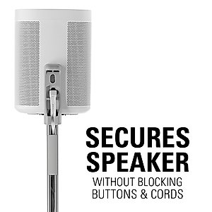 Sanus Adjustable Height Wireless Speaker Stands Designed for SONOS ONE, ONE SL, Play:1, and Play:3 - Tool-Free Height Adjust Up to 16" with Built in Cable Management - Single White…