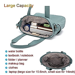 BESYIGA Tote Bag with Pockets for Women Top Handle Canvas Casual Shoulder Handbag Medium Size, Green