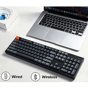 Keychron K10 Full Size Layout 104-Key Wireless Mechanical Keyboard, Hot-Swappable RGB Backlight with Gateron G Pro Brown Switch Aluminum Bluetooth/Wired Gaming Keyboard for Mac Windows