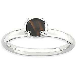 IceCarats 925 Sterling Silver Tigers Eye Stackable Ring Gemstone Band Size 6