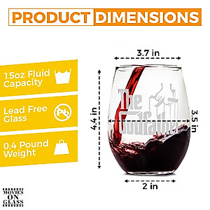 The Godfather Etched Stemless Wine Glass - Officially Licensed, Premium Quality, Handcrafted Glassware, 15oz. - Perfect Collectible Gift for Movie Enthusiasts, Birthdays & Special Occasions