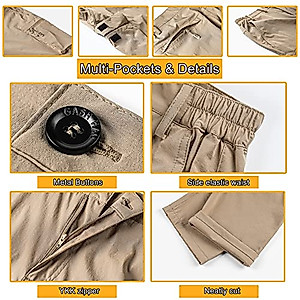 Gash Hao Mens Hiking Convertible Pants Outdoor Waterproof Quick Dry Zip Off Lightweight Fishing Pants（Khaki 32X32）