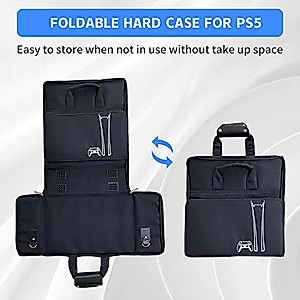 G-STORY Carrying Case Travel Bag, Storage Bag Compatible with PS5 Disc and Digital Edition with Shockproof Compartments, Included Silicone Cover Skin Protector