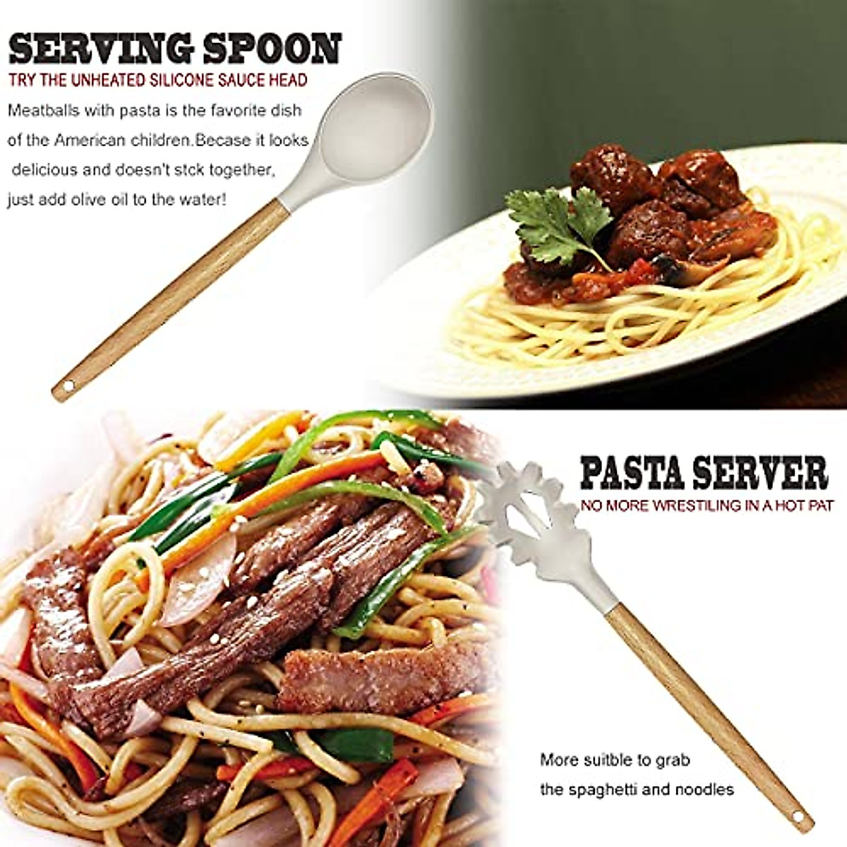 Kitchen Utensils Set- 35 PCs Cooking Utensils with Grater,Tongs, Spoon Spatula &Turner Made of Heat Resistant Food Grade Silicone and Wooden Handles Kitchen Gadgets Tools Set for Nonstick Cookware