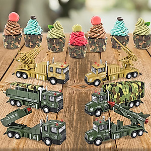 ArtCreativity Light Up Army Toy Trucks with Sound, Set of 6, Pullback Toy Military Vehicles with Functional Parts, Classic Army Toys for Boys & Girls, Military Party Decorations and Favors