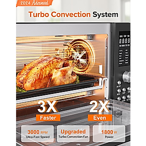 Nuwave Bravo Pro Smart Air Fryer Toaster Oven Combo, Airfryer Convection Oven Countertop, 12-in-1 Functions with Quicker & Even Crisp Technology, 1800W, 50-450°F, PFAS-Free, 21QT, Black