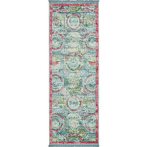Unique Loom Baracoa Collection Area Rug - Coppelia (2' 2" x 6' 1" Runner, Turquoise/ Gold)
