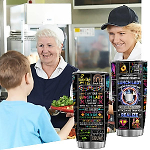 4LIEUBASMI Lunch Lady Tumbler 20 oz, Lunch Hero Day Mug Cup, Cafeteria Crew Appreciation Gift, Back to School or Christmas