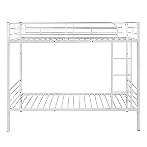 Metal Bunk Beds Twin Over Twin Heavy-Duty Convertible Bunk Bed Frame Divided into 2 Beds for Kids Boys Girls Teens, Steel Bunk Bed for Dorms, Universities Children’s Bedrooms, White