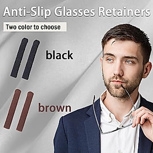 Remowhalle Glasses Ear Cushion, Cotton Fabric Eyeglasses Temple Tips Sleeve, Anti-Slip Elastic Comfort Temple Tips for Sunglasses Eyewear, Ear Pads for Glasses, Black 3 Pairs