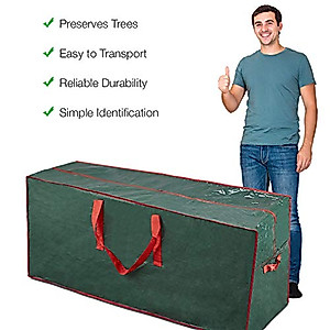 Propik Christmas Tree Storage Bag | Fits Up to 9 Ft. Tall Disassembled Tree | 65” X 15” X 30” Holiday Tree Storage Case | Xmas Storage Container with Handles and Sleek Zipper (Green)