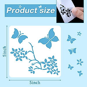 20 Pieces Stencils for Painting Reusable Animal Plant Music Stencil Spring Summer Fall Winter Stencil Template, DIY Stencils for Painting on Wood Canvas Christmas Decor (Plants Style)