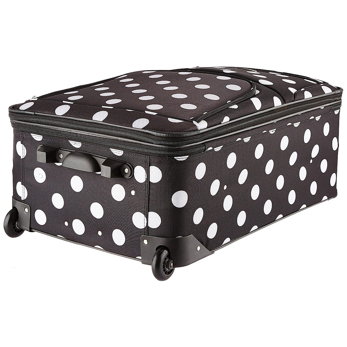 Rockland Vara Softside 3-Piece Upright Luggage Set, Black dot, (20/22/28)