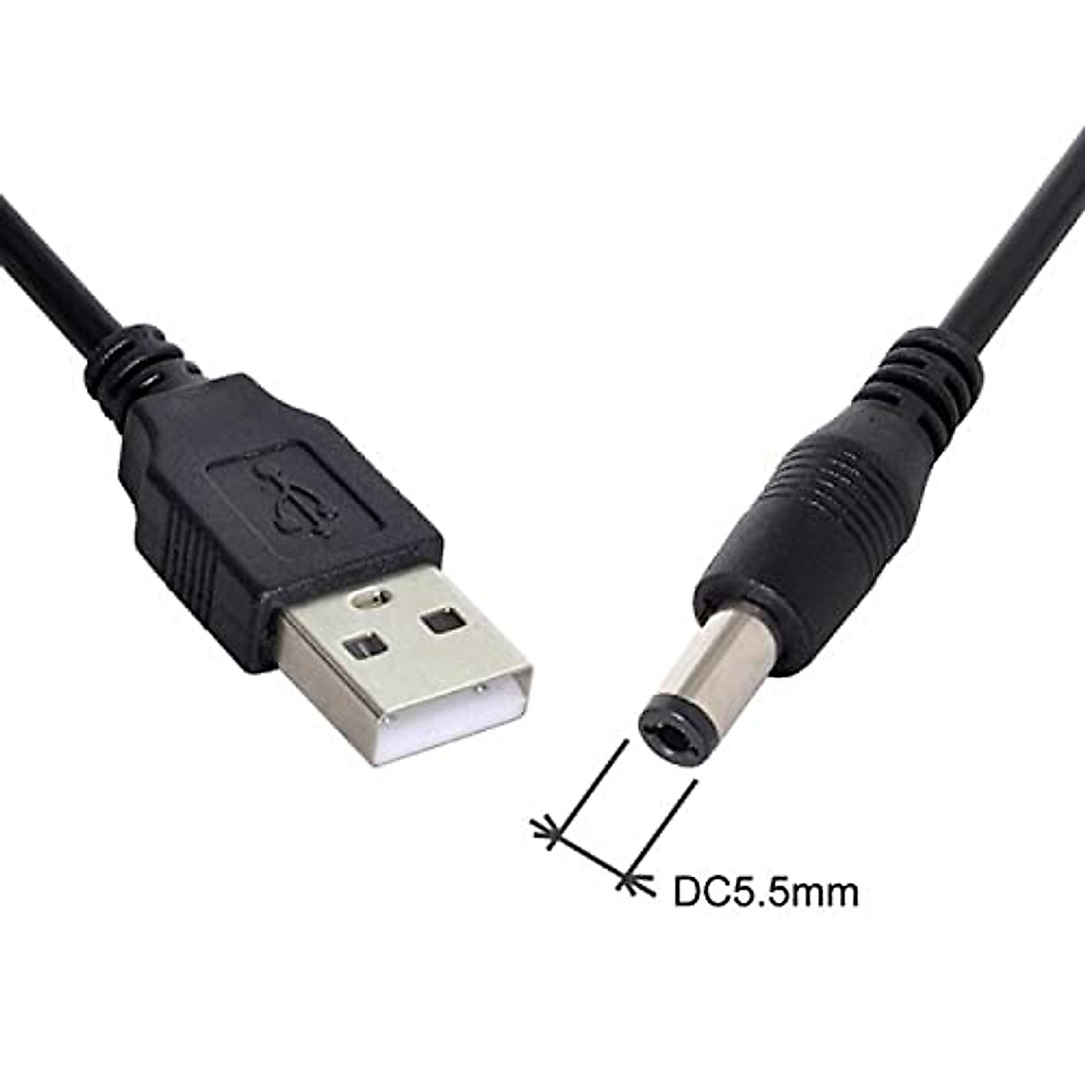 cablecc USB 2.0 Male A Type to 5.5 x 2.5mm DC 5V Power Plug Barrel Connector Charge Cable 80cm