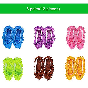 Mop Slippers Shoes Cover Dust Duster Washable Microfiber Mop Socks for Cleaning House Floor 6 Pairs(12 PCS)