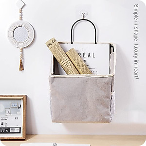 xinzhilei@Wall Hanging Storage Bag, Waterproof Over The Door Closet Organizer Hanging Pocket Linen Cotton Organizer Box Containers for Bedroom, Bathroom (Grey)