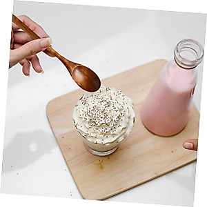 Abaodam 1 Set Wooden Fork and Spoon Wooden Forks Cake Spoon Wooden Spoons for Eating Wooden Food Spoon Wooden Teaspoons Mini Cake Forks Dessert Spoon Ice Cream Spoon Human Body Fruit