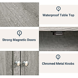 Iwell Storage Cabinet, Floor Storage Cabinet with 2 Adjustable Shelves & 2 Doors, Wooden Shoe Cabinet for Entryway, Office, Living Room, Gray