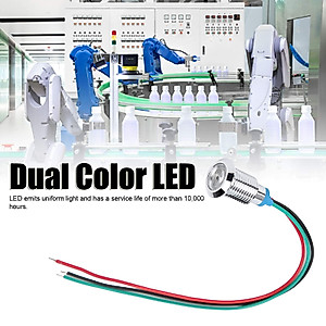 Hilitand 4 Sets Common Anode Round LEDs, 10mm Pre‑Wired Dual Color LED Waterproof Indicator Light 12‑24V(Red and Green)