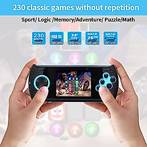 Handheld Game for Kids Built-in 230 HD Classic Retro Video Games USB Rechargeable 3.0 Inch Childrens Travel Electronics Toys Portable Gaming Player System Gift for Boys Girls Ages 4-8-12