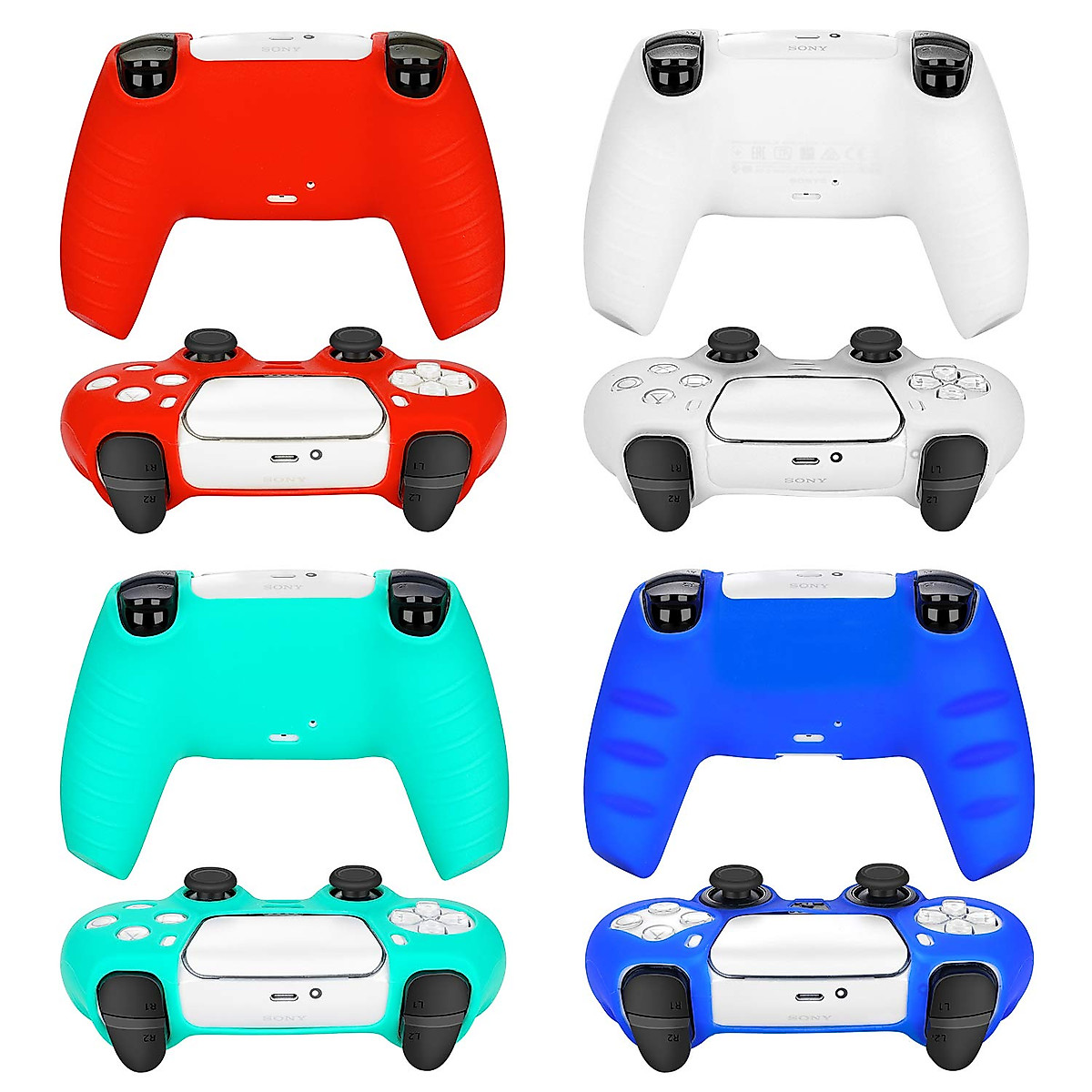 2 Pack Controller Skin and Thumb Grips for PS5 Controller PS5 Skin, YU33 Anti-Slip Silicone Cover Protector Case for Sony Playstation 5 Joystick/DualShock 5 with 12 Thumb Grips