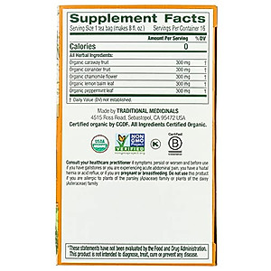 Traditional Medicinals Organic Gas Relief Chamomile Mint Herbal Tea, Relieves Gas & Bloating, (Pack of 1) - 16 Tea Bags