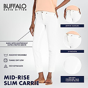 Buffalo David Bitton Women's Carrie Mid Rise Slim Jeans, Pure White, 27