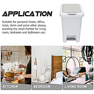 Alipis 1pc L Room Plastic Pedal Containers Bucket Home Household Can Hoary On Foot Storage Bedroom Kitchen Versatile Decorative Bin for Trash Rubbish Designed Basket Bathroom