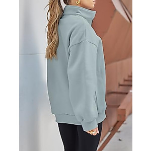 Trendy Queen Womens Oversized Half Zip Pullover Long Sleeve Sweatshirts Quarter Zip Hoodies Sweaters Teen Girls Fall Y2K Clothes Lightgreen