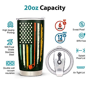 365FURY Golf Gifts For Men, Dad - Christmas, Fathers Day Golf Gifts For Men, Dad - Worlds Okayest Golfer 20oz Tumbler & Keychain - Golf Gag Gifts Accessories For Men Golfers, Funny Birthday Golf Gifts
