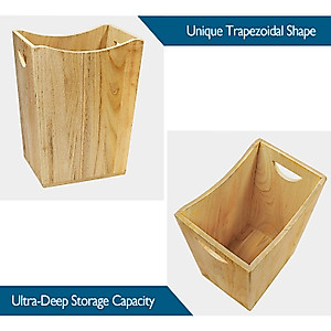 Honest Wood Trash Can,Rustic Farmhouse Style Wastebasket Bin with Handle for Living Room,Bedroom,Bathroom,Kitchen,Office(Natural)