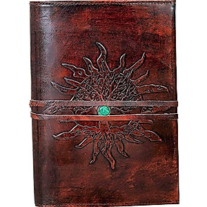 Leather Journal Refillable Lined Paper SUN Tree of Life Handmade Leather Journal Notebook Diary/Bound Daily Notepad for Men&Women Medium,Writing pad Gift for Artist,Sketch /Writing (small)