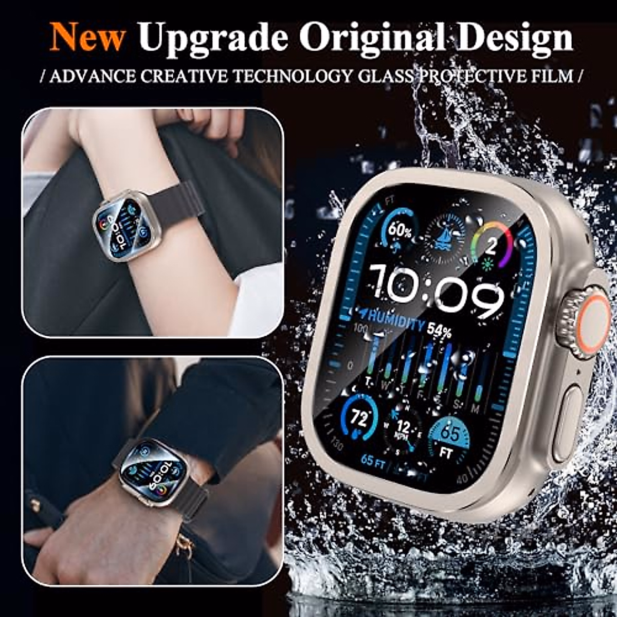 YMHML for Apple Watch Ultra 2 Screen Protector Case 49mm, 2023 Titanium Alloy Frame with Tempered Glass, Waterproof Bubble-Free HD Clear Full Protective Cover for iWatch Ultra 2/1 Accessories 2 Pack