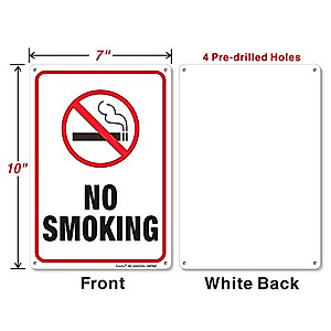 No Smoking Sign,3 Pack No Smoking Metal Reflective Signs - 10 x 7 Inches .040 Rust Free Heavy Duty Aluminum Sign - UV Printed with Professional Graphics - Easy to Mount - Indoor & Outdoor use