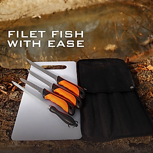 CLUTCH OUTDOORS Stainless Steel Fish Filet Kit, Orange/Silver/Black, Medium